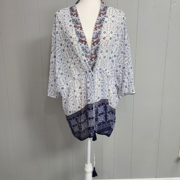 Christopher & Banks | Tops | Christopher Banks Floral Drawstring Kimono ...